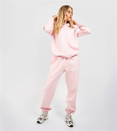 Buy Boohoo Dsgn Studio Puff Print Slogan Hooded Tracksuit In Light Pink
