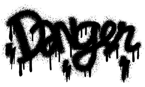 스프레이 위험 글꼴 낙서 흰색 위에 검은 색으로 오버 스프레이 인쇄 배경 포스터 스티커에 대 한 벡터 일러스트 개념에 대한 스톡 벡터 아트 및 기타 이미지 Istock