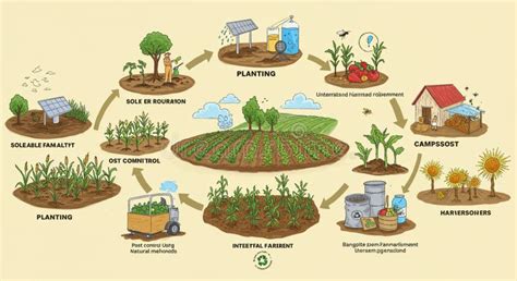 A Diagram Showcasing A Sustainable Agricultural Cycle Featuring Stages