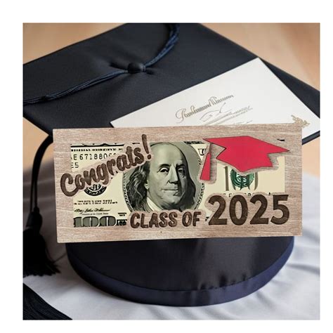 Graduation Wooden Money Holder Congrats Class Of 2025 Cash Holder