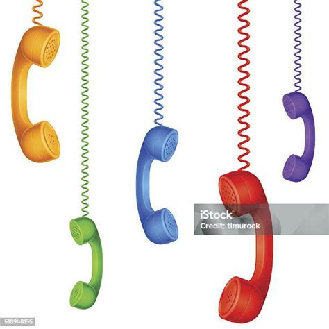 Colored Handsets向量圖形及更多電話圖片 電話 聽筒 電線 Istock