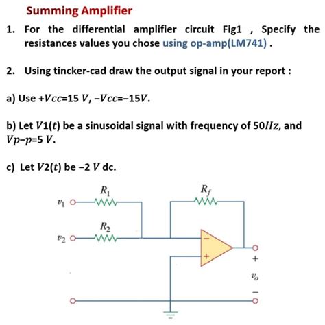 Summing Amplifier 1 For The Differential Amplifier