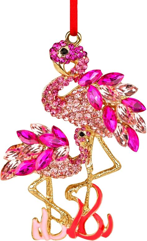 D24time Flamingo Christmas Ornament Pink Metal Flamingo