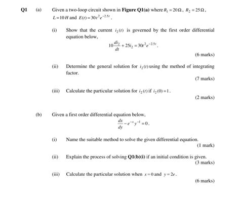solved l 12 ri r2 e t © ii 1 figure q1 a a two loop