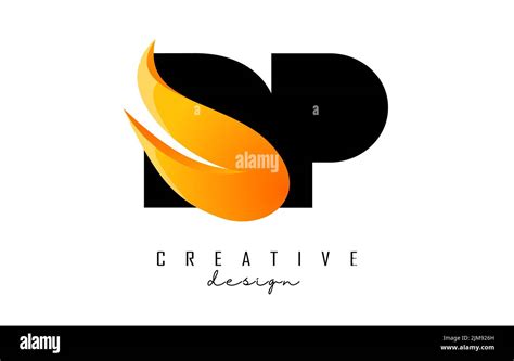 Vector Illustration Of Abstract Letters Dp D P With Fire Flames And Orange Swoosh Design