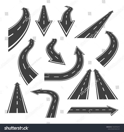 Arrow Road Set Road Arrows White Stock Vector Royalty Free Shutterstock