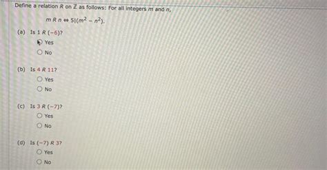 Solved Define A Relation R On Z As Follows For All Integers