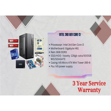 Desktop Computer Intel 3rd Gen Core I3 Bd