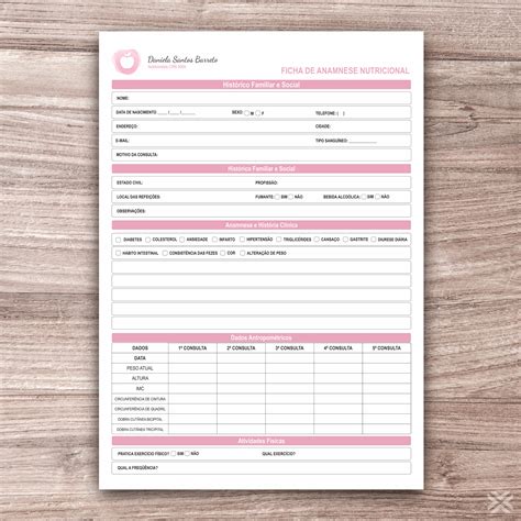 Ficha Anamnese Nutricionista 2497 Multixprint