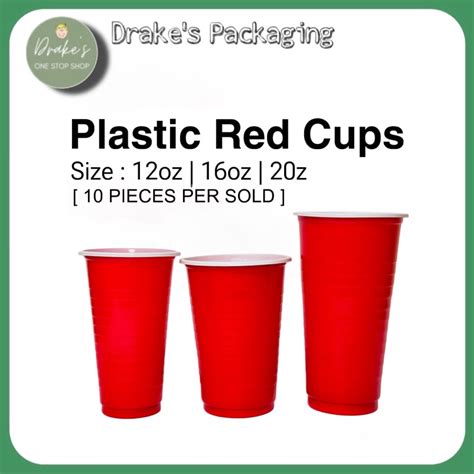 [10 Pieces Per Sold] Party Red Cups 12oz 16oz And 20oz Plastic Red Cups