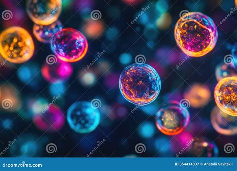 Viruses Interacting With Cells Through Vibrant And Colorful Structures In A Microscopic