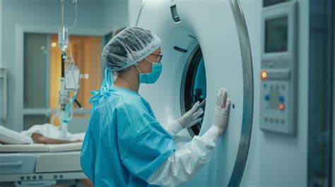 El Oficial De Radiología Está Operando Una Herramienta De Tomografía