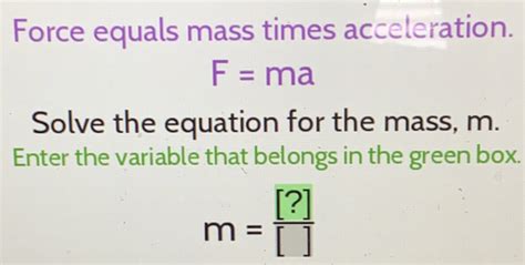 Solved Force Equals Mass Times Acceleration F Ma Solve The Equation