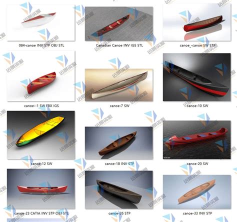 26套独木舟三维模型龙舟皮划艇小船3d图纸solidworks设计建模数模 远景资源