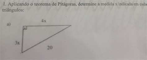 Solved 1 Aplicando o teorema de Pitágoras determine a medida x