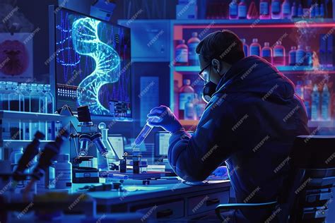 Premium Photo Futuristic Genomic Analysis Lab