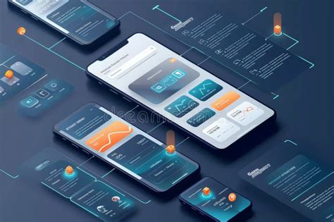 Smartphone Mobile App Interface Mockup With Ui Active Blocks And Connections Ack Of Ui Ux Gui