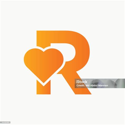 Lettre R Symbole Damour Et Icône De Cœur Concept Modèle Vectoriel