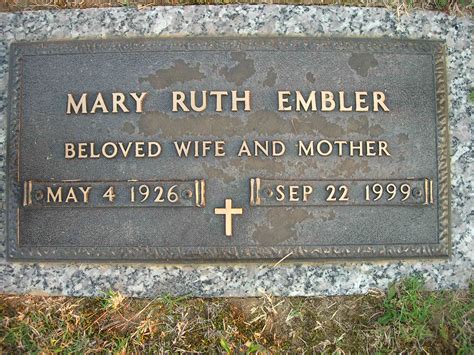Mary Ruth Voncannon Embler 1926 1999 Find A Grave Memorial