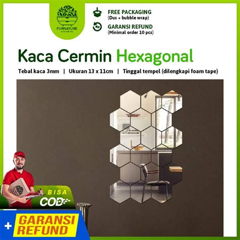 Jual Kaca Cermin Hexagonal 13cm Asli Kaca 3mm Shopee Indonesia