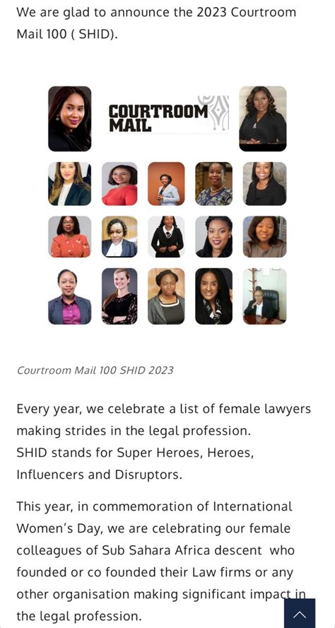 Nadia Wright On Linkedin Honored To Have Made The Courtoom Mail 100 Shid 2023 I Hope To Inspire