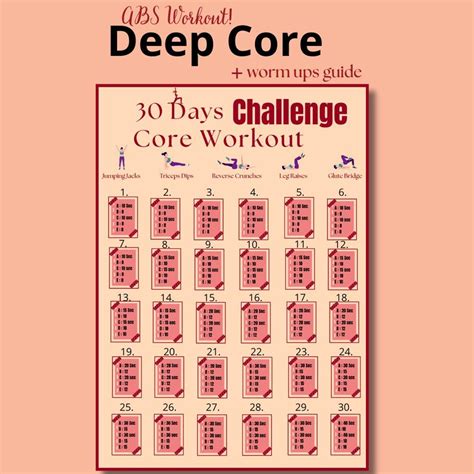30 Day Challenge Core Workout Deep Core Exercises Abdominals Pelvic