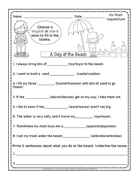 Singular And Plural Nouns Worksheets Grade 2