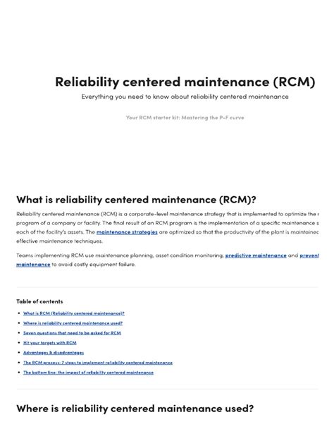 What Is Reliability Centered Maintenance Rcm Pdf