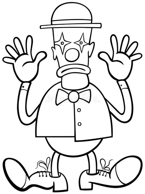 Cartoon Clown Or Mime Comic Character Coloring Page Stock Vector