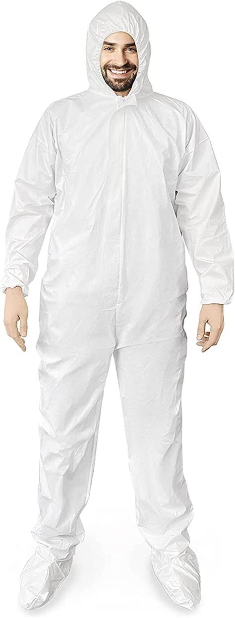 White Sf Laminated Pp Disposable Coveralls Large 60 Gsm W Microporous