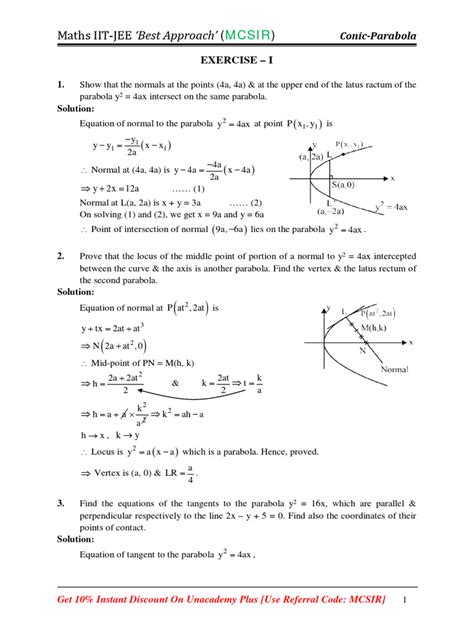 Conic Section Sheet Solution Download Free Pdf Perpendicular Euclidean Plane Geometry