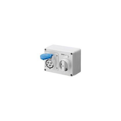 Gewiss Blue Horizontal Interlocked Switch Socket Ip44 2p E 32a 230v