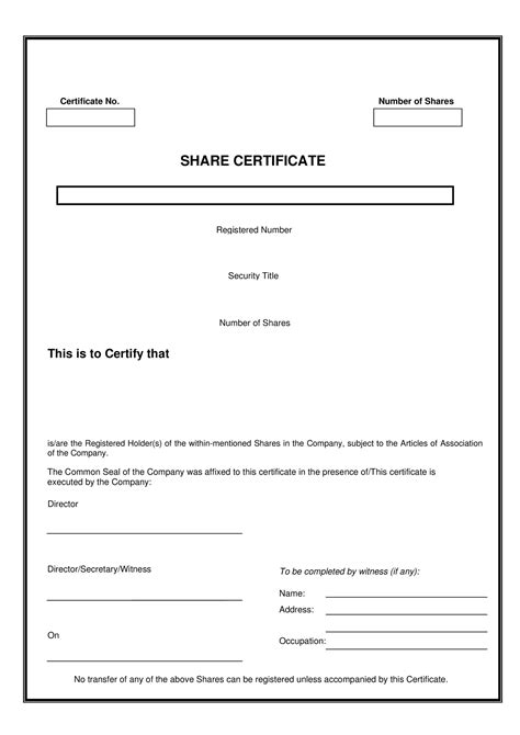 40 Free Stock Certificate Templates Word Pdf Template Lab