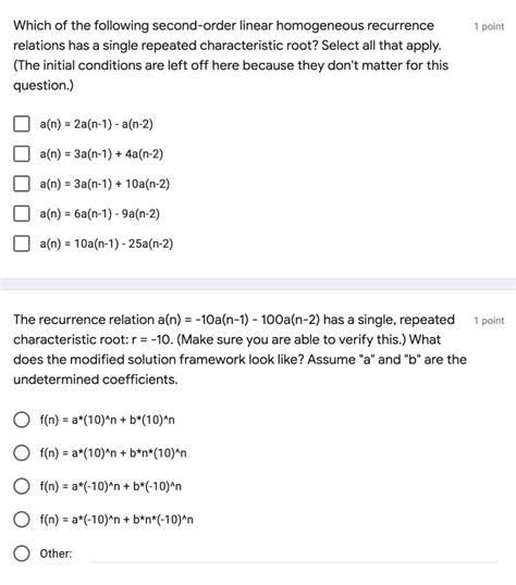 Solved 1 Point Which Of The Following Second Order Linear