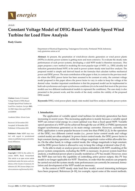 Pdf Constant Voltage Model Of Dfig Based Variable Speed Wind Turbine For Load Flow Analysis