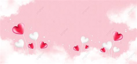 Pink White Cloud Love Heart Valentines Day Background