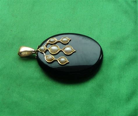 STUNNING RARE ANTIQUE MASSIVE 14K GOLD BLACK ONYX PEA Gem