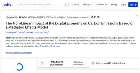 The Non Linear Impact Of The Digital Economy On Carbon Emissions Based