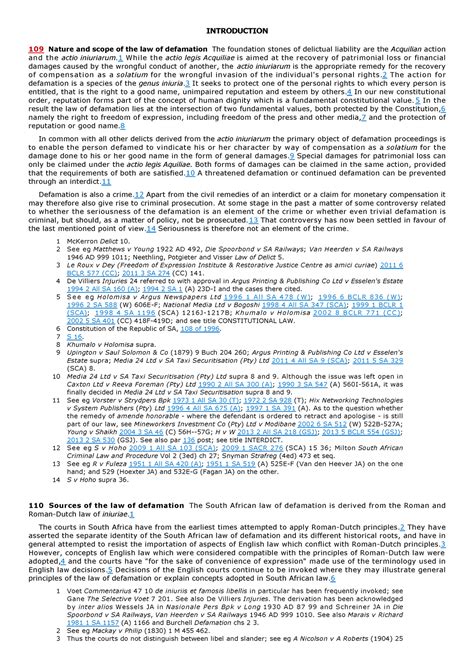 Defamation Volume 142 Third Edition 4 Introduction 109 Nature