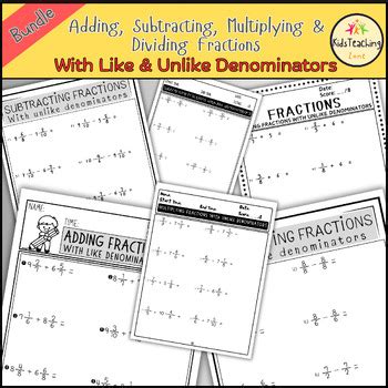 Adding Subtracting Multiplying And Dividing Fractions Bundle