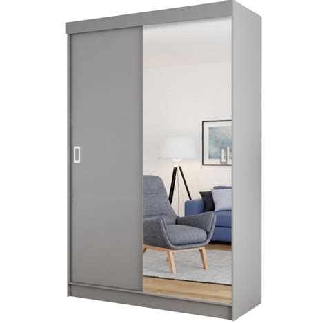 Bill 1 L Klizni Ormar 2 Vrata Ogledalo 138x59x205 Cm Sivi Emmezeta