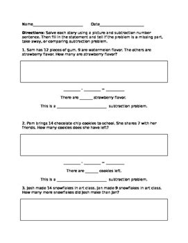 Subtraction Word Problems By Inspire Daily TPT