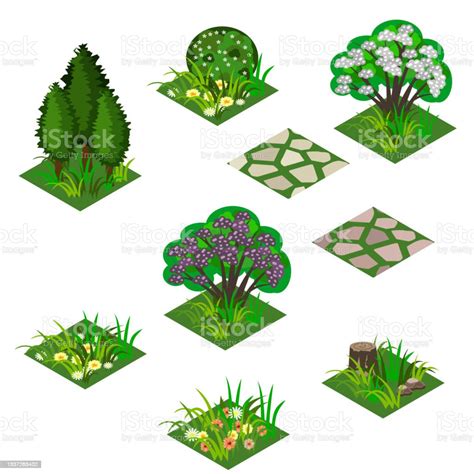 Garden Or Farm Isometric Tile Set Stock Illustration Download Image