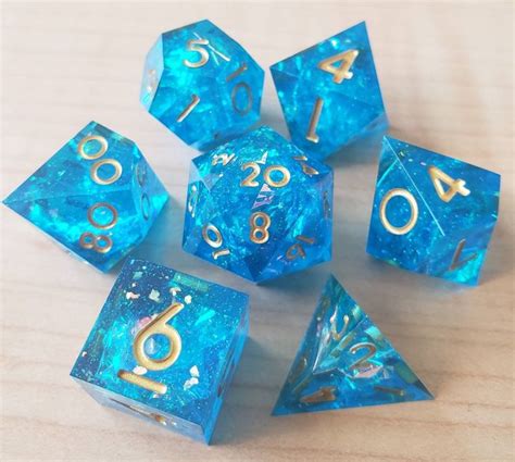 Blue Tiefling Claws Sharp Edge Handmade 7 Pc Dice Set Dandd Rpg