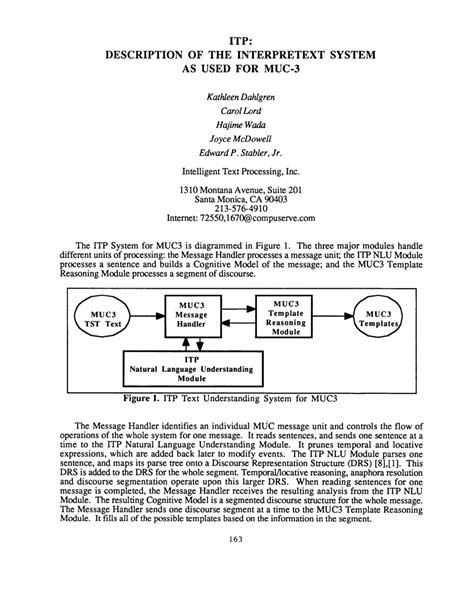 Pdf Itp Description Of The Interpretext System As Used For Muc 3