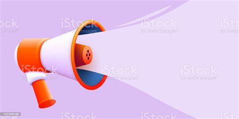 3d 메가폰 스피커 또는 라우드 스피커 불혼 메시지 버블로 홍보를 발표합니다 메가폰 3d 시끄러운 우박 모형 벡터 일러스트레이션