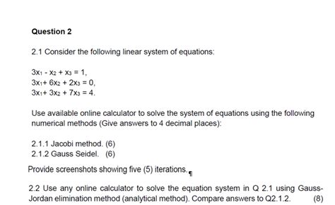 Solved Consider The Following Linear System Of Chegg