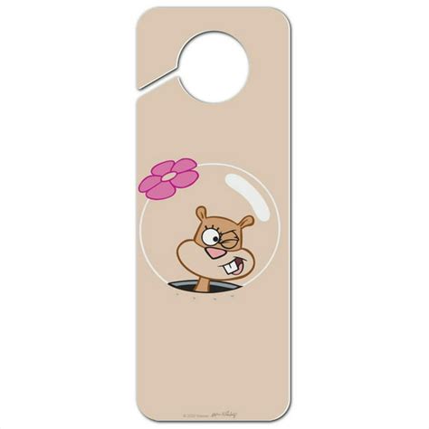 Spongebob Sandy Wink Face Plastic Door Knob Hanger Sign