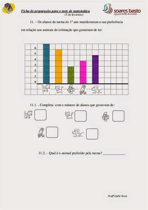 Ficha de Preparação para o Teste de Matemática 1º Ano