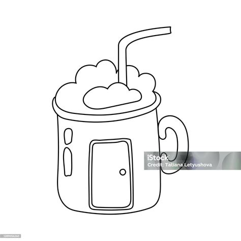 벡터 일러스트 매직 크리스마스 머그잔 과 마시멜로 인사말 카드 색칠 공부 포스터 벽지 엽서 스티커 및 계절 디자인용 공휴일에